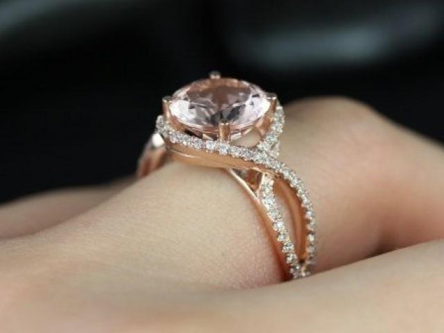 Kendra 14kt Rose Gold Round Morganite And Diamonds Halo Twist