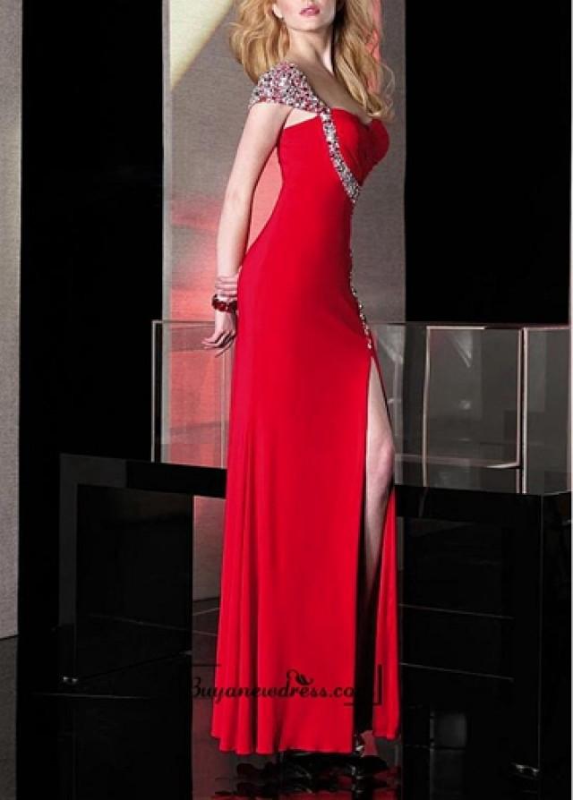 Amazing Chiffon Sheath Strapless Sweetheart Neckline One Cap Sleeve