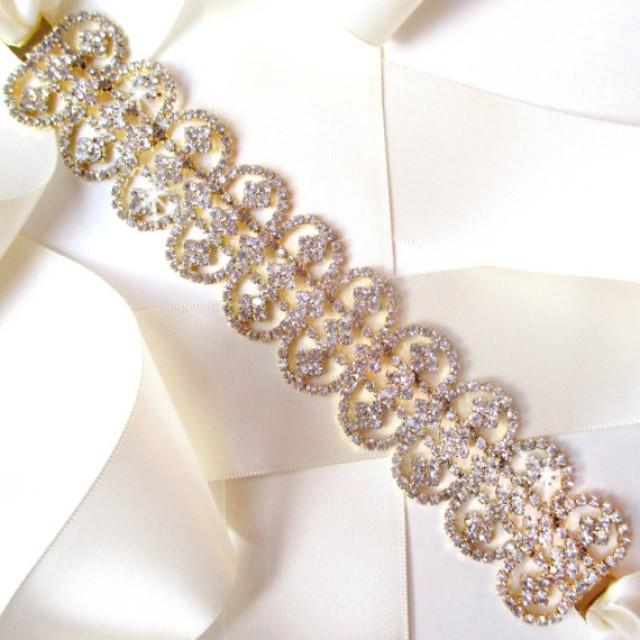 Radiant Gold And Rhinestone Wedding Dress Sash Gold Rhinestone