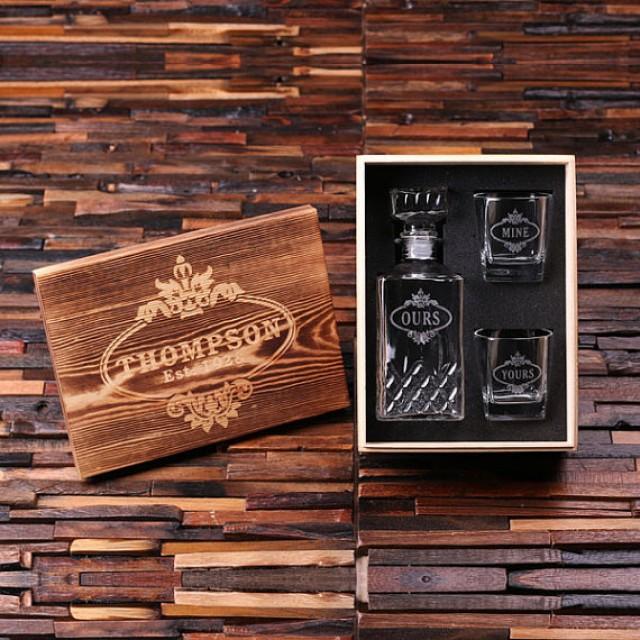 Personalized Engraved Etched Scotch Whiskey Decanter Bottle With Wood ... Personalized Engraved Etched Scotch Whiskey Decanter Bottle With Wood ...