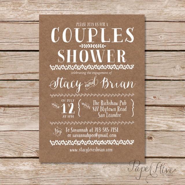 Couples Shower Invitation Kraft Paper Background Rustic Wedding 