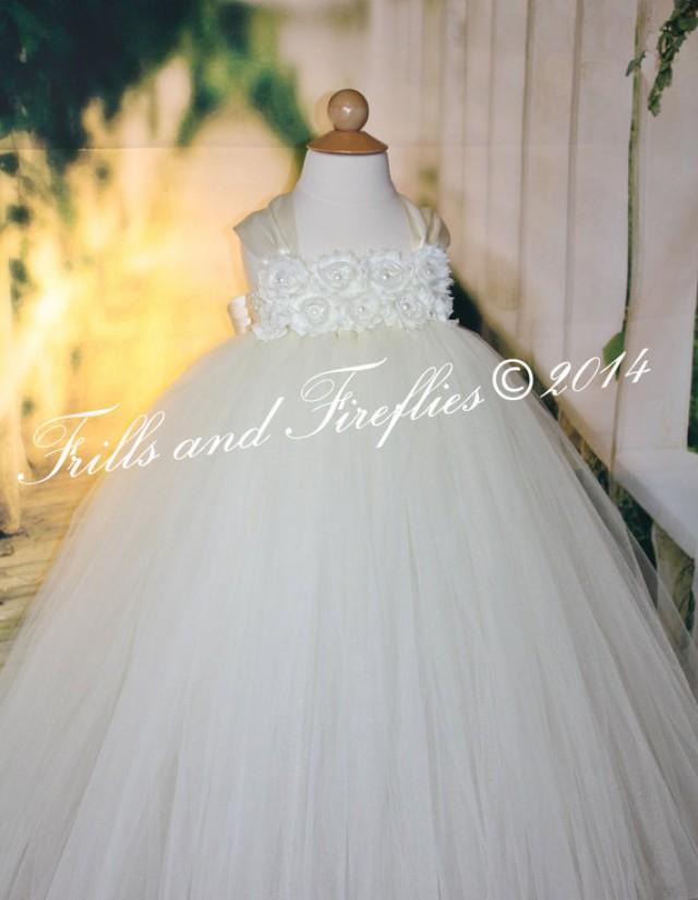 Ivory Or Grey Flower Girl Dress Ivory Shabby Chic Tutu Dress Ivory