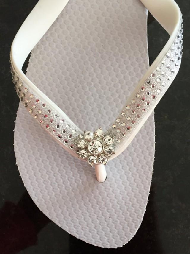 Bridal Flip Flopswedding Flip Flopswedgesbling Flip Flopsrhinestone Shoesbeach Wedding