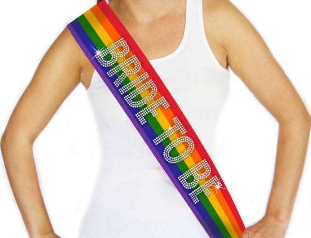 Rainbow Rhinestone Bride Sash Lesbian Wedding Gay Wedding Gay