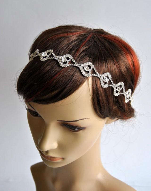 Glamor Crystal Teardrop Rhinestone Tie On Headband Headpiece Prom