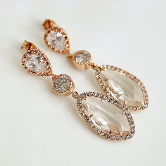 Rose Gold Wedding Jewelry Rose Gold Bridal Earrings Wedding Earrings