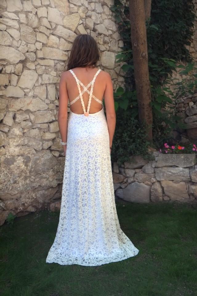 Sexy Backless Very Low Open Back Lace Wedding Dress Bridal Halter Beach Wedding Gown Romantic