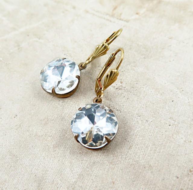 Cushion Cut Earrings Clear Rhinestone Earrings Crystal Dangle