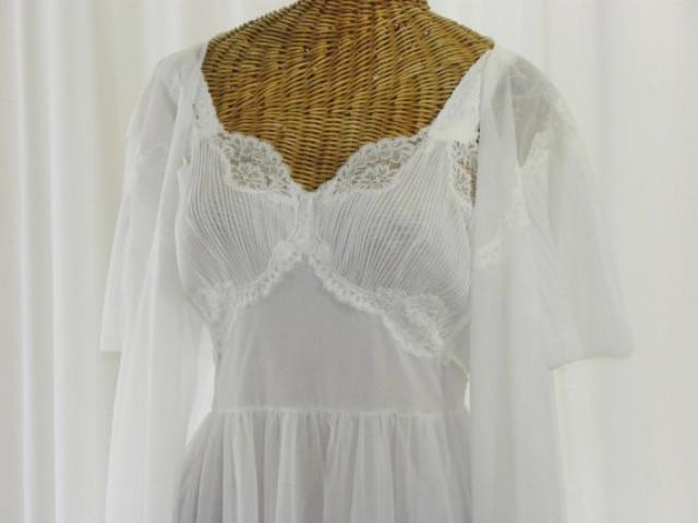 Vanity Fair 1950s Bridal White Chiffon Set Two Layer By Vanity Fair Mint Condition Size 34 By