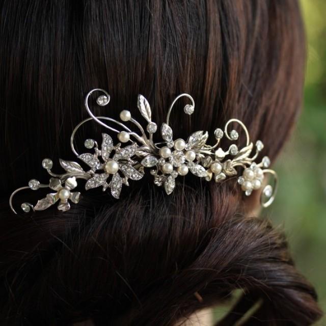 Wedding Hair Comb Rhinestone Flower Bridal Comb Side Comb Vintage Hair