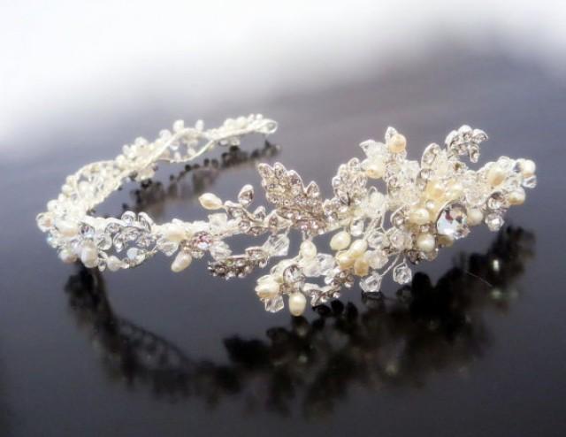 Wedding Rhinestone And Pearl Headband Bridal Headband Romantic Flower