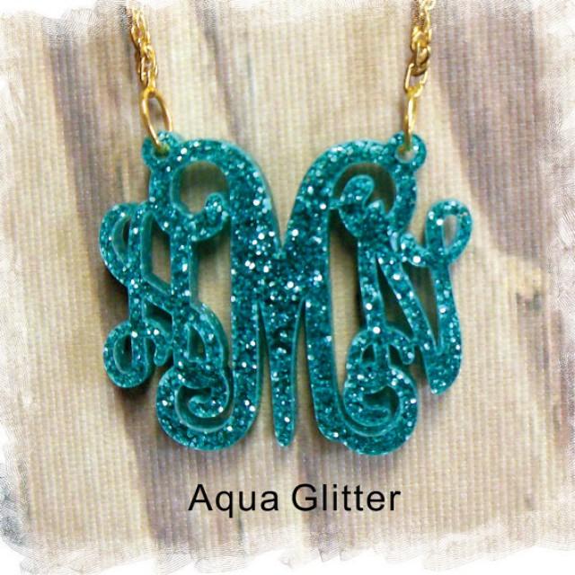 Acrylic Monogram Necklace Vine Monogram 3 Initial Name Laser Cut