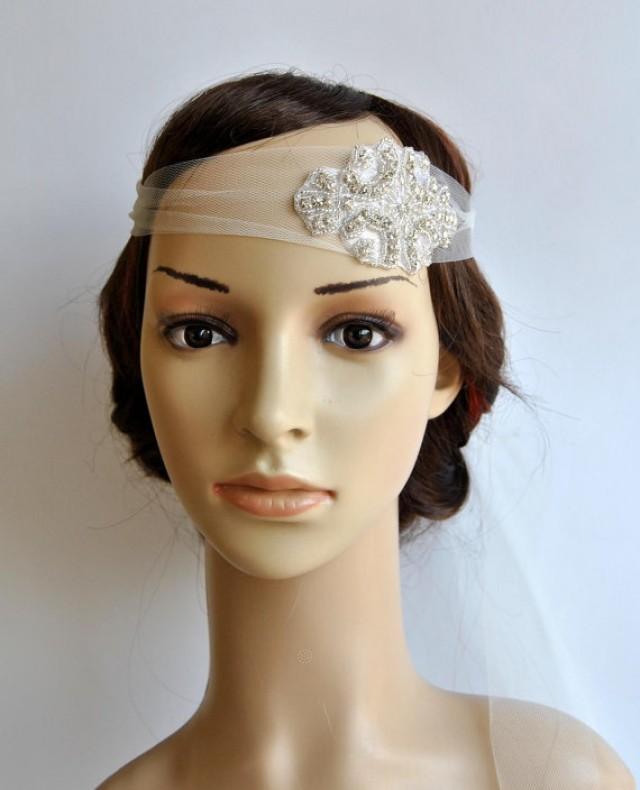 Veil Great Gatsby Crystal Rhinestone Bridal 1920s Veil Tulle Headband
