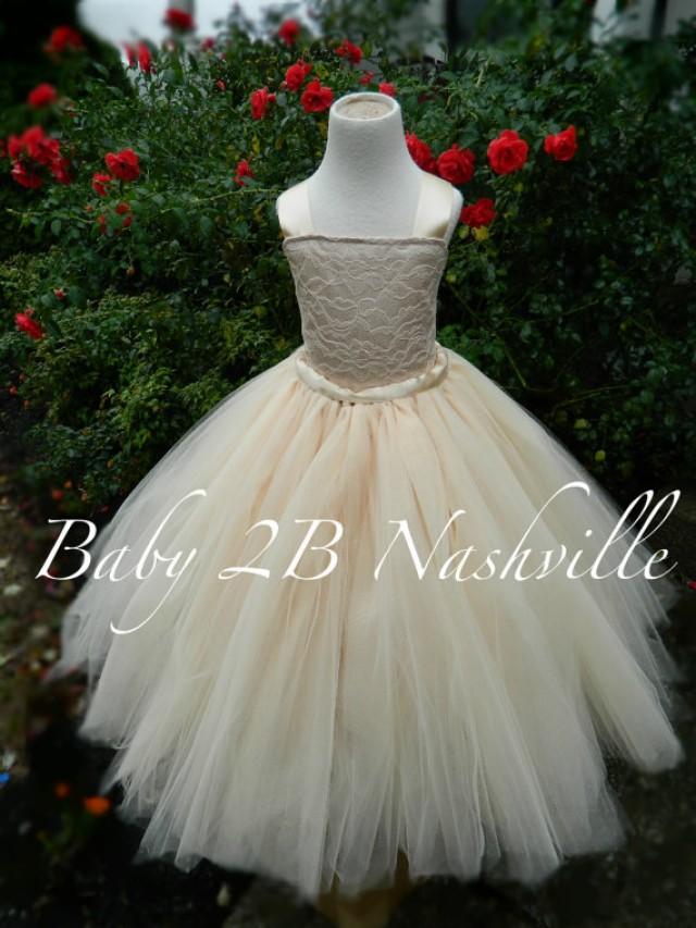 Vintage Champagne Lace Flower Girl Dress Wedding Flower Girl Dress