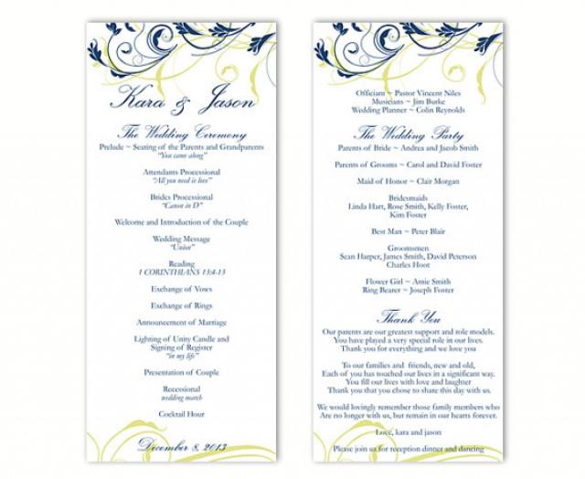 Wedding Program Template DIY Editable Word File Instant Download 