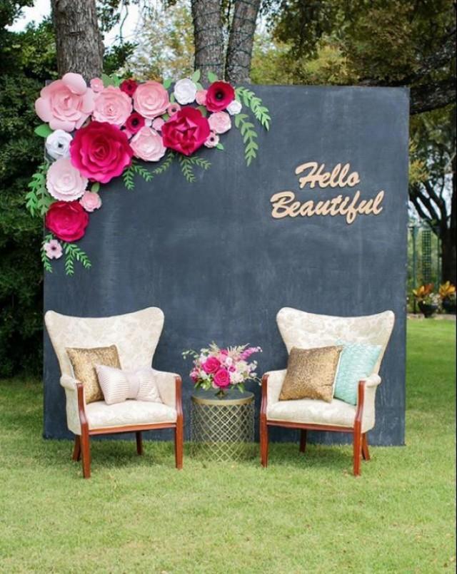 Large Paper Flower Wall Wedding Shower Backdrop Paper Flower Backdrop Pink Bridal Shower 