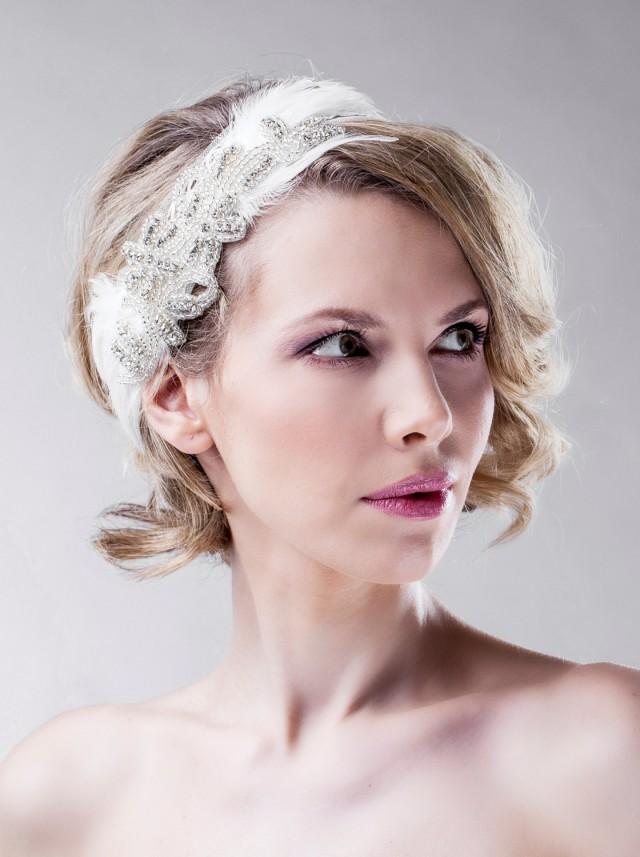 Bridal Bandeau Vintage Inspired 1920s Ivory Headband Summer