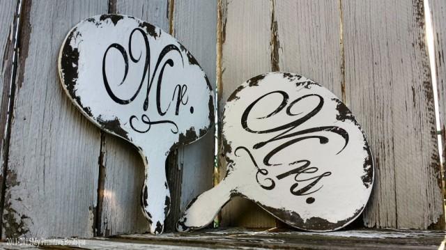 Mr And Mrs Signs Paddle Signs Signs With Handles Rustic Wedding Signs Shabby Chic Wedding