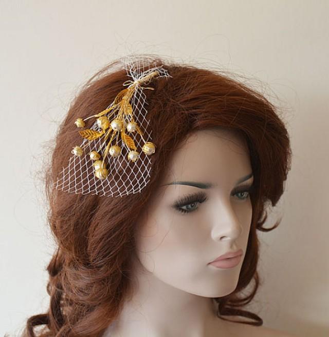 Wedding Hair Jewelry Gold Flower Bouquet Pearl Bride Hair Accessories Handmade Wedding Hair