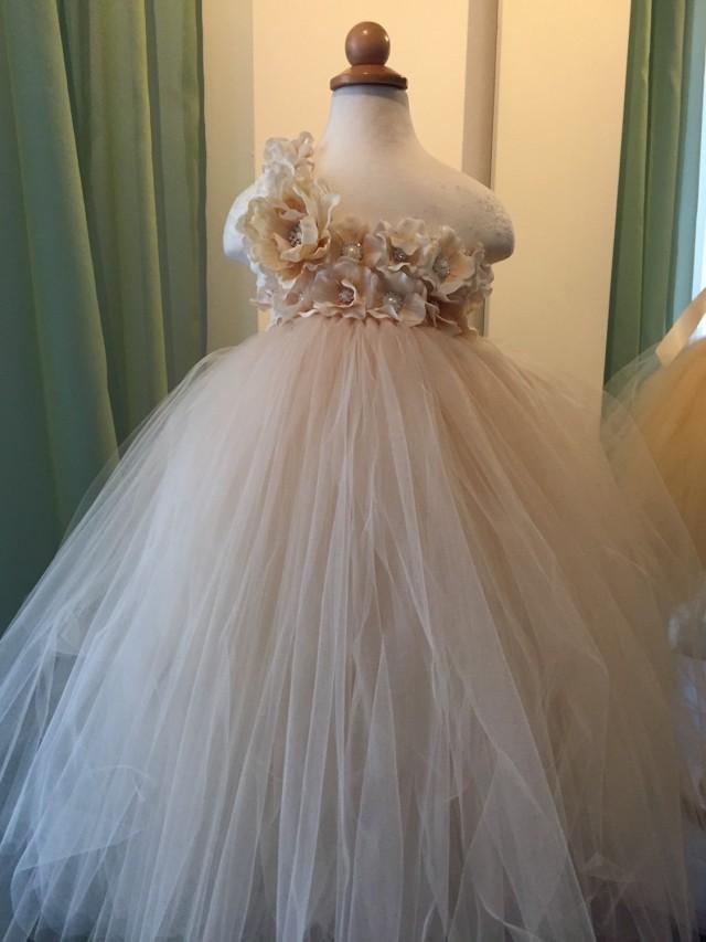 Champagne Flower Girl Dress Tulle Dress 2471616 Weddbook