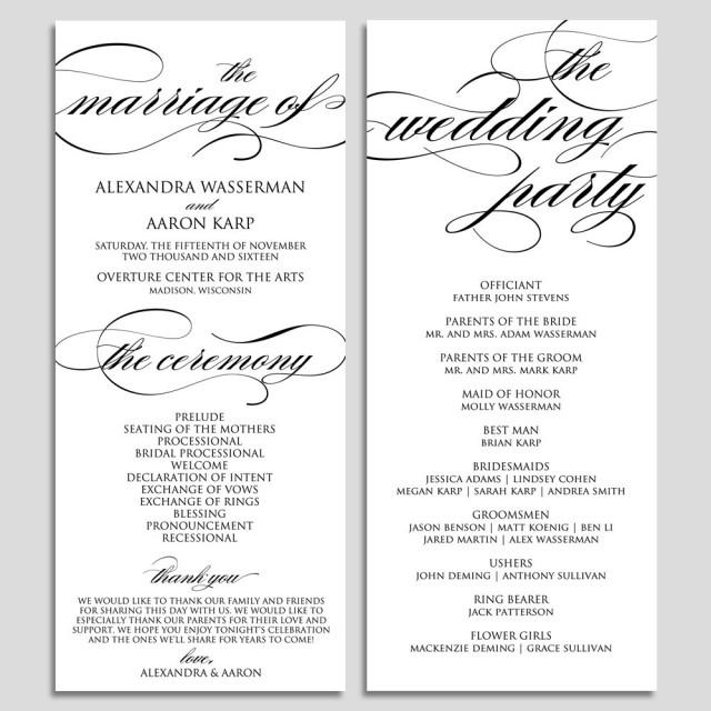 Wedding Program Template Wedding Program Printable Ceremony Printable Template PDF Instant 