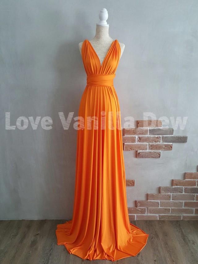 Bridesmaid Dress Infinity Dress Bright Orange Floor Length Maxi Wrap
