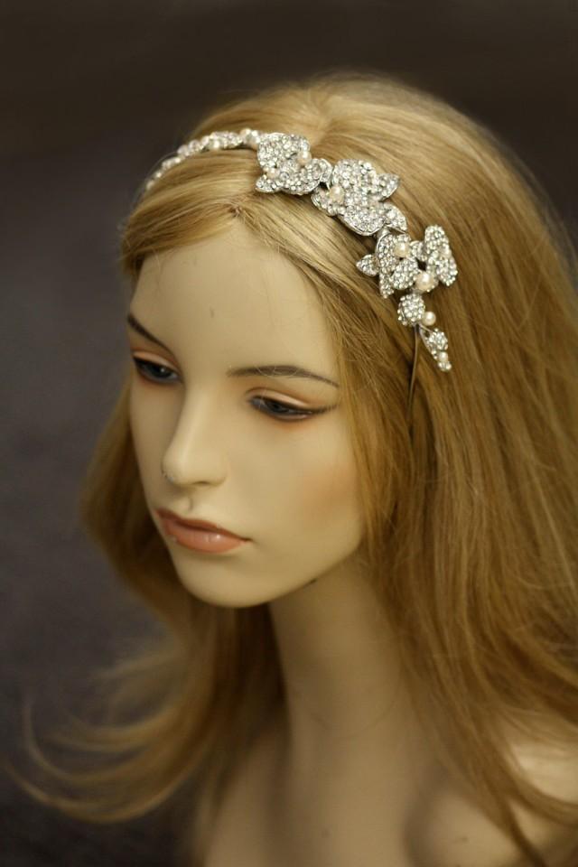 Orchid Swarovski Crystal And Pearl Bridal Headband 2496265 Weddbook