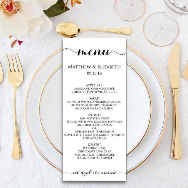 Wedding Menu Wedding Menu Template Menu Cards Menu Printable Formal 