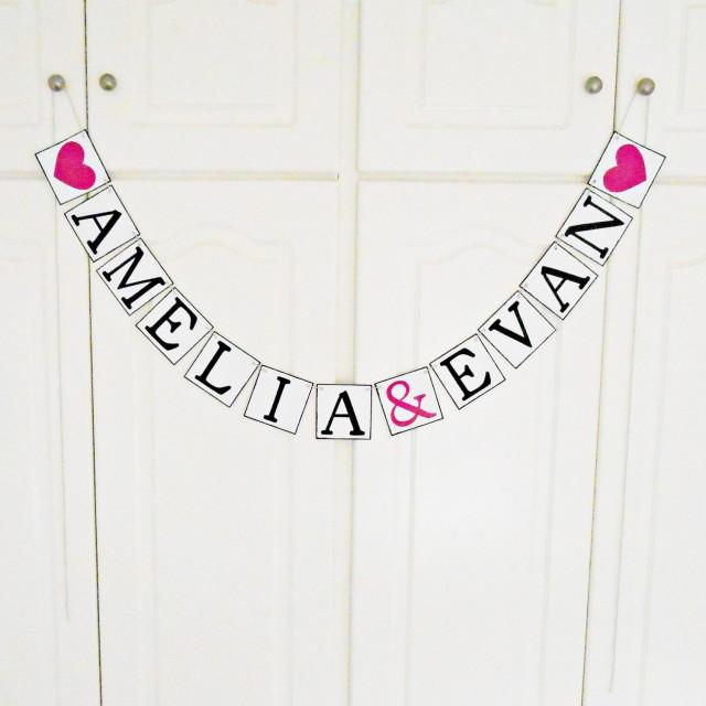 FREE SHIPPING Personalized Wedding Name Banner Bridal Shower Banner 