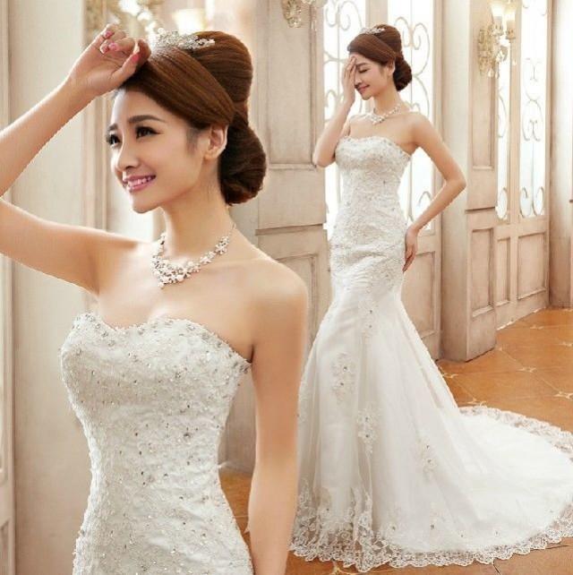 Mermaid White Ivory Lace Wedding Dress Bridal Gown Custom Size 6 8 10