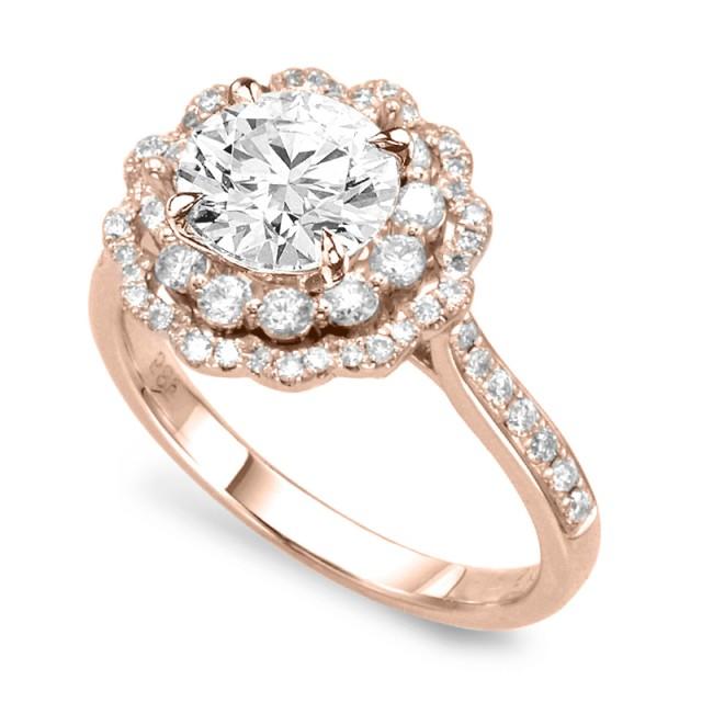1 Ct Forever One Moissanite & Diamond Flower Lotus Halo Ring 14k Rose ... 1 Ct Forever One Moissanite & Diamond Flower Lotus Halo Ring 14k Rose ...