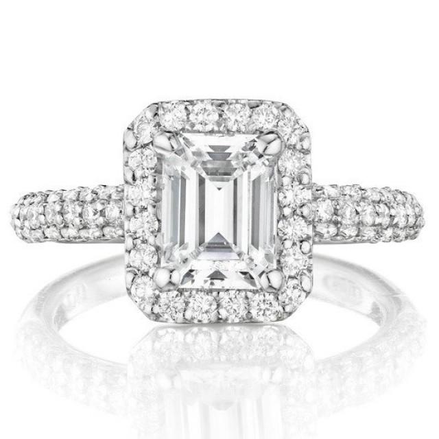 1 Carat Emerald Forever Brilliant Moissanite Diamond Halo Pave Band ... 1 Carat Emerald Forever Brilliant Moissanite Diamond Halo Pave Band ...