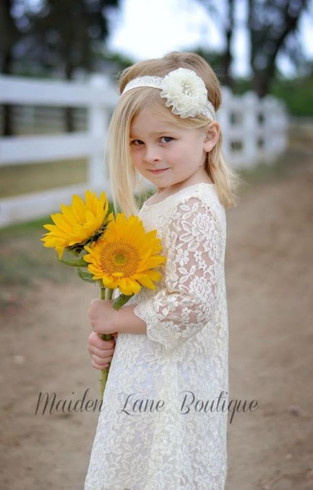Ivory Creme Lace Flower Girl Dress Lace Dress Cream Wedding Dress