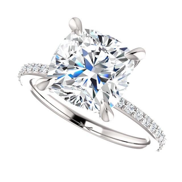 3.50 Carat Forever Brilliant Moissanite Engagement Ring With Genuine ... 3.50 Carat Forever Brilliant Moissanite Engagement Ring With Genuine ...