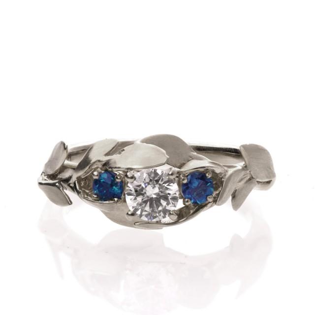 Leaves Engagement Ring No. 8 - Platinum Diamond Engagement Ring, 3 ... Leaves Engagement Ring No. 8 - Platinum Diamond Engagement Ring, 3 ...