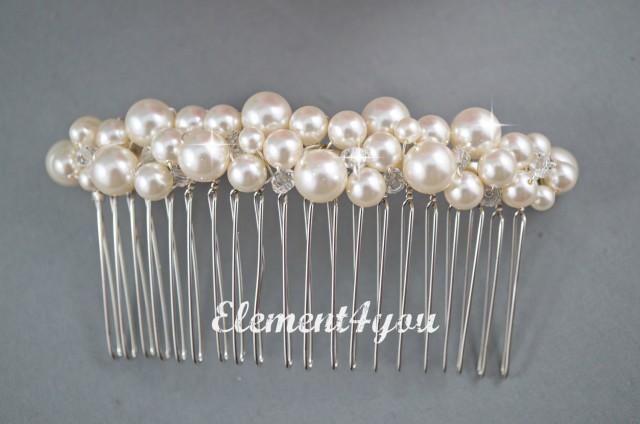 Pearl Crystal Comb Bridal Headpiece Wedding Hair Piece Swarovski