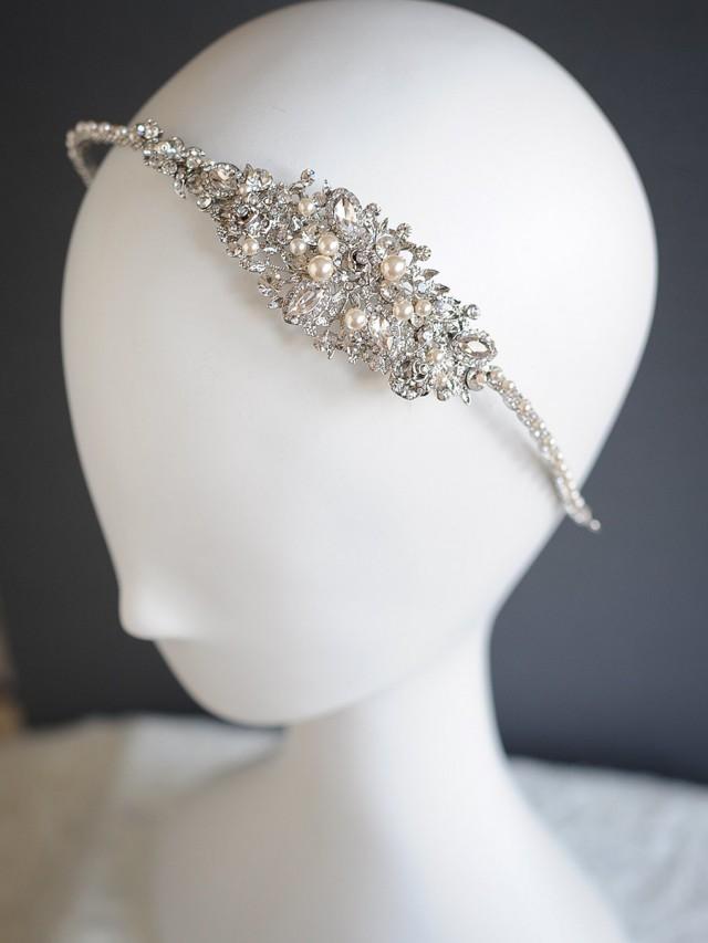 Bridal Headband Crystal Wedding Headband Rose Flower Leaf Vine
