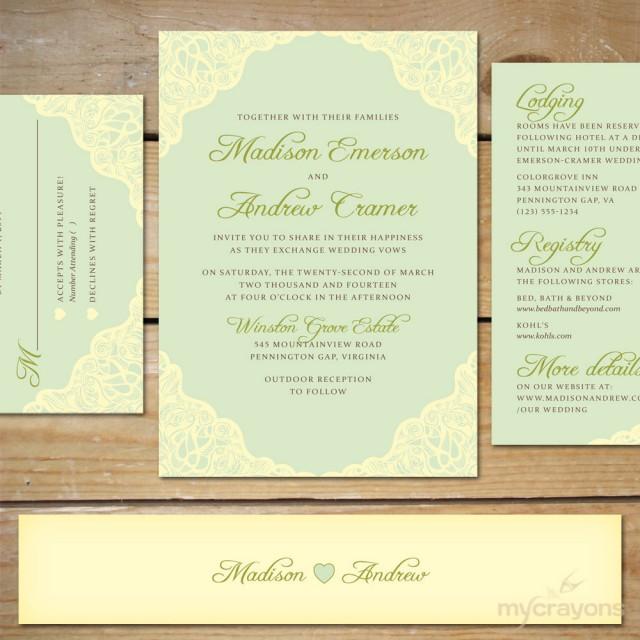 Mint Wedding Invitation Suite Diy Printable Wedding Invitations