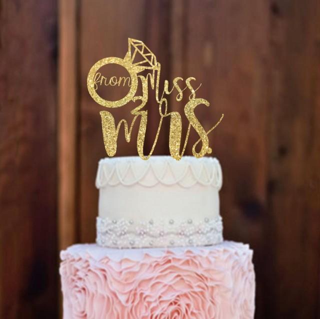 Cake Topper Bridal Shower Decorations Engagement Cake Topper Bachelorette Cake Topper Miss