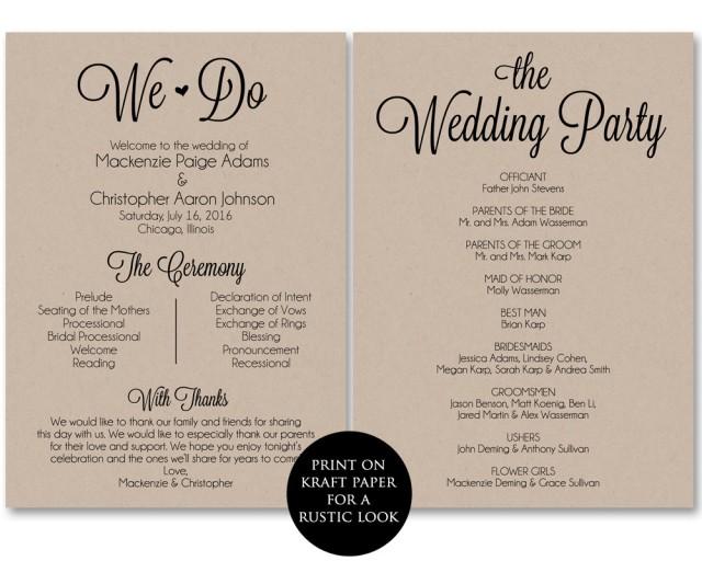 Ceremony Program Template Wedding Program Printable We Do Wedding 