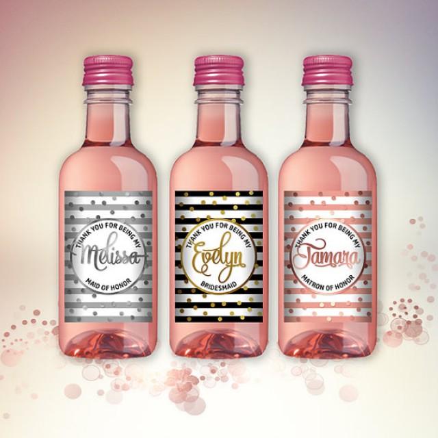 Thank You For Being My Bridesmaid Mini Wine Bottle Label Customized 