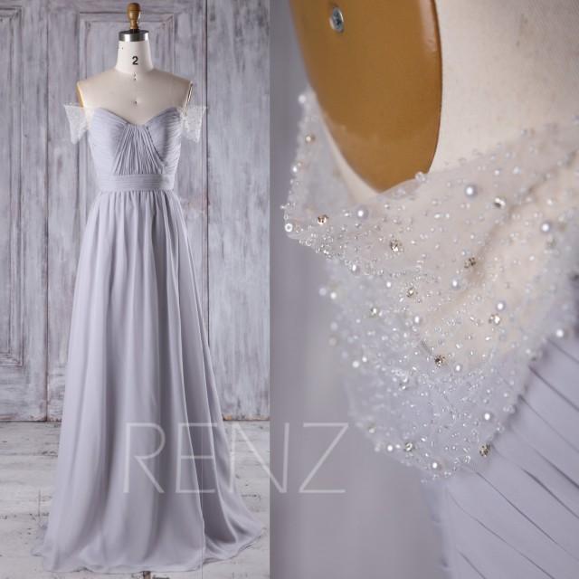 2016 Light Gray Chiffon Bridesmaid Dress Long Sweetheart Wedding Dress