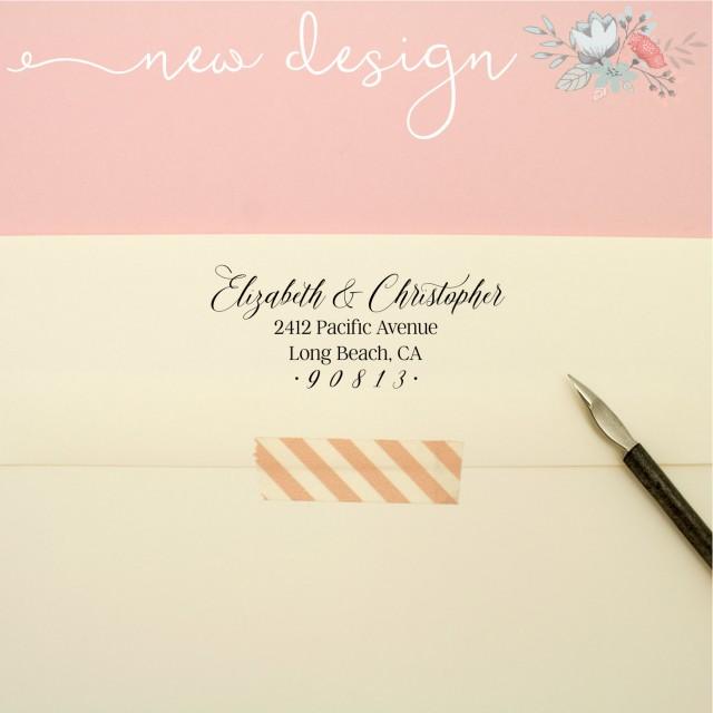 Calligraphy Modern Fresh Address Stamp - Personalized Cursive Return Address Self Inking Stamp ...