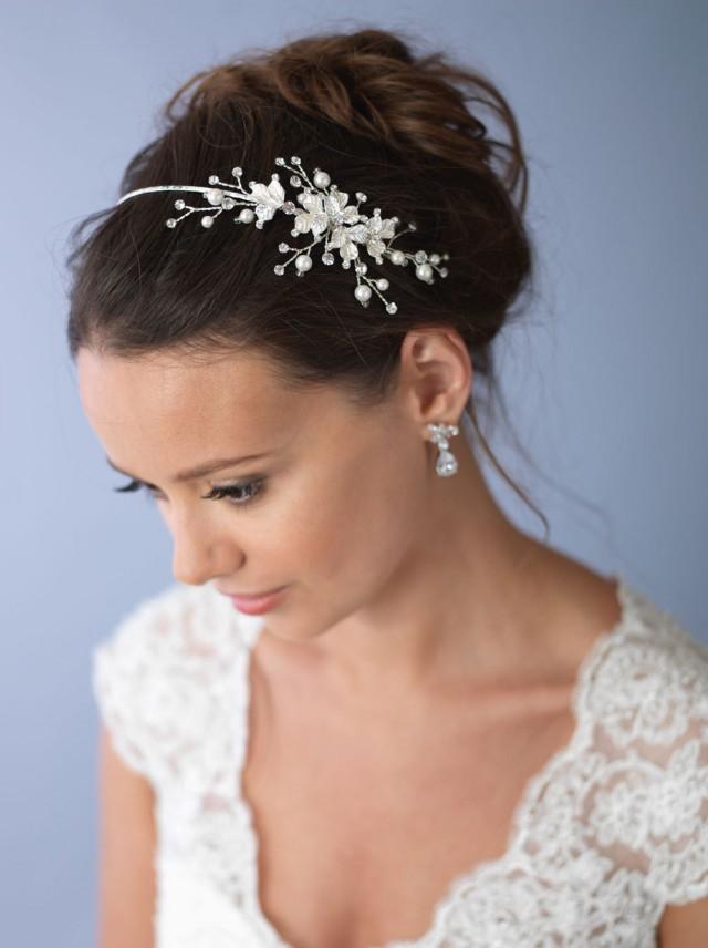 Pearl Wedding Headband Floral Bridal Headband Bride Headband Flower