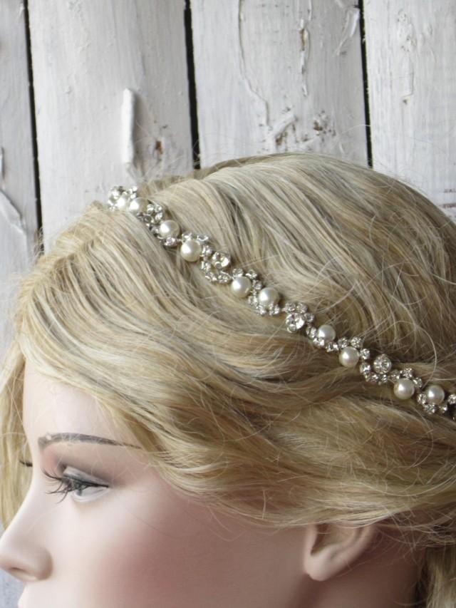 Wedding Headband Pearl And Crystal Bridal Hairpiece Rhinestone