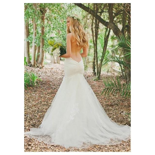 Alluring Tulle And Satin Spaghetti Straps Neckline Mermaid Wedding