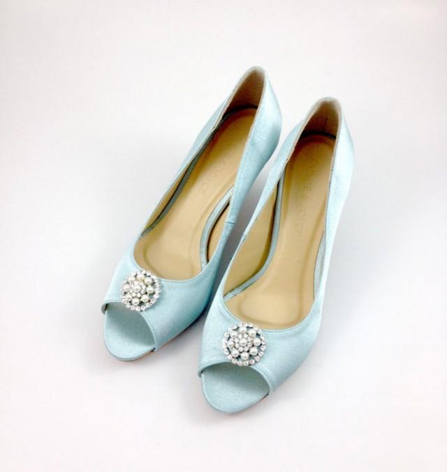 Something Blue Wedding Shoes With Rhinestones Light Blue Diamante