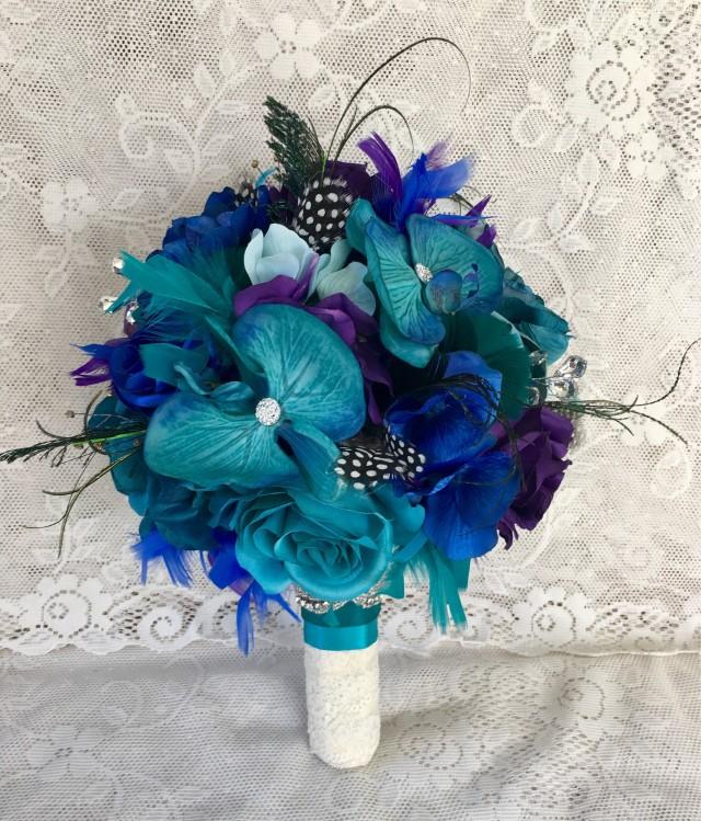Peacock Wedding Bouquet Feather Wedding Bouquet Wedding Accessory Peacock Bridal Flowers