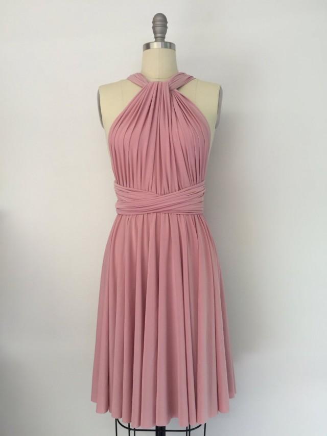 Rose Pink SHORT Knee Length Infinity Dress Convertible Formal Multiway ... Rose Pink SHORT Knee Length Infinity Dress Convertible Formal Multiway ...