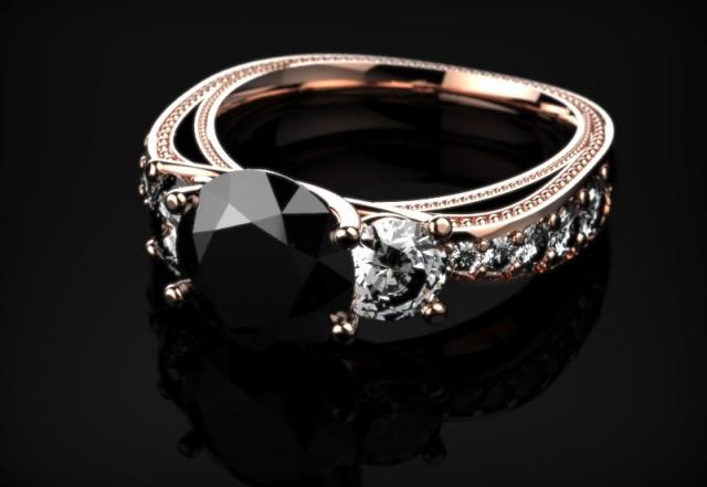Genuine Black Diamond Infinity Rose Gold Engagement Ring Black Diamond Engagement Ring Genuine genuine-black-diamond-infinity-rose-gold-engagement-ring-black-diamond-engagement-ring-genuine